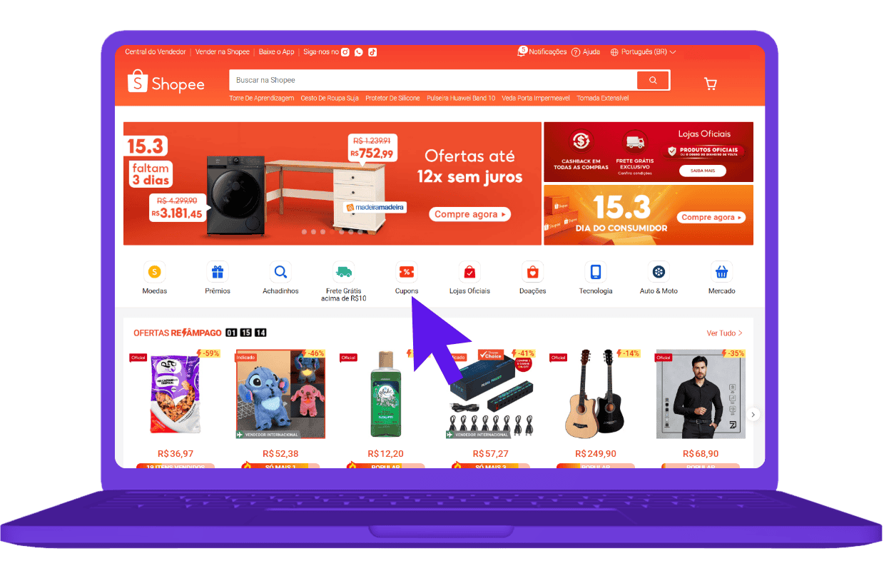 Dia do Consumidor Shopee: Como Usar Cupons e Ofertas no 15.3